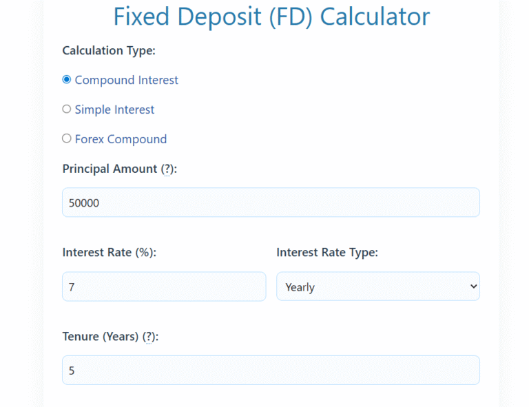 FD Calculator with Recurring, Compounding withdrawals